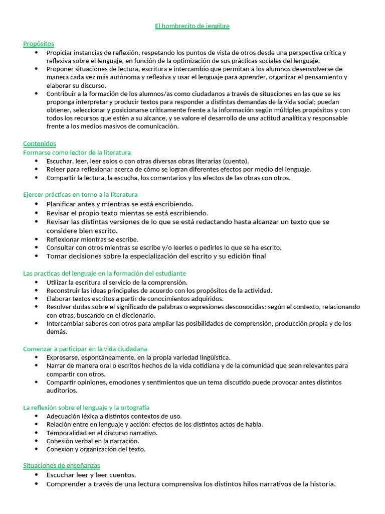 Actividades de Lenguaje: Hombrecito Jengibre | PDF | Comprensión ...