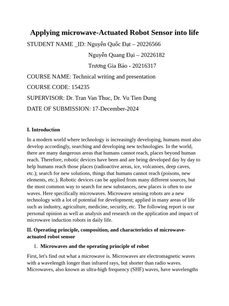 Microwave Robot Sensors in Daily Life | PDF | Microwave ...