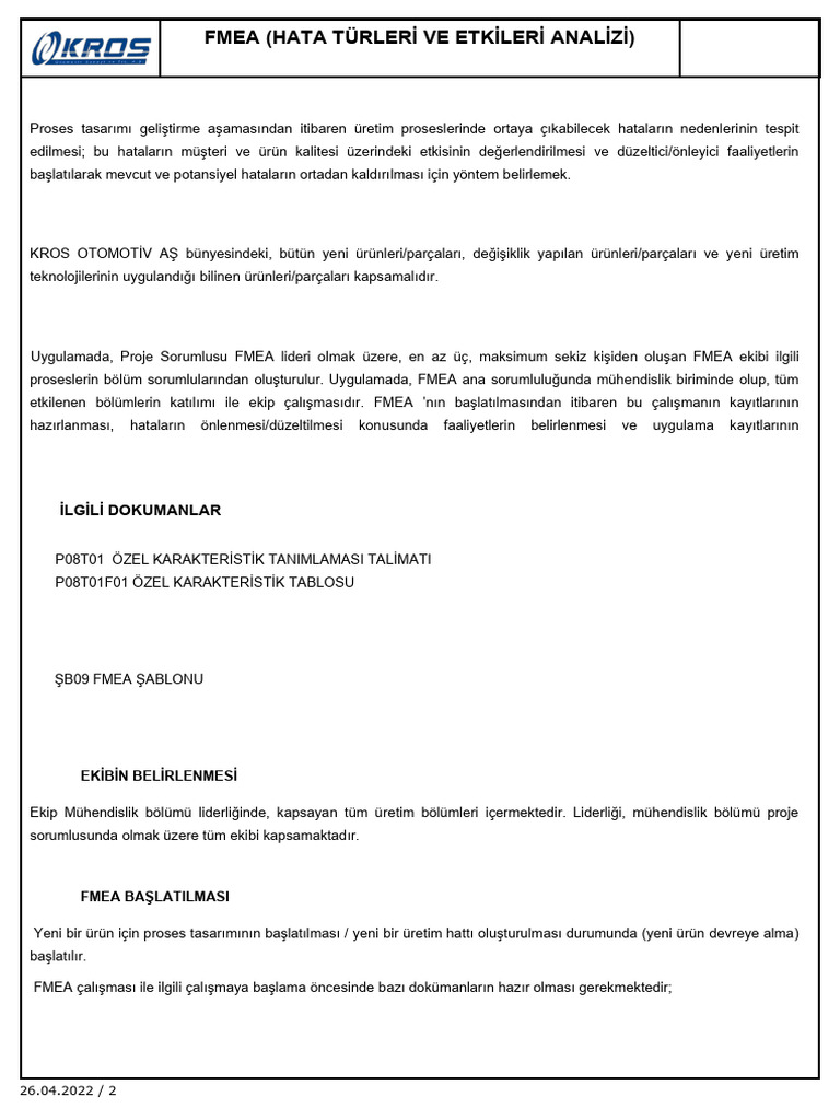 P08 - 2 Fmea Prosedürü | PDF