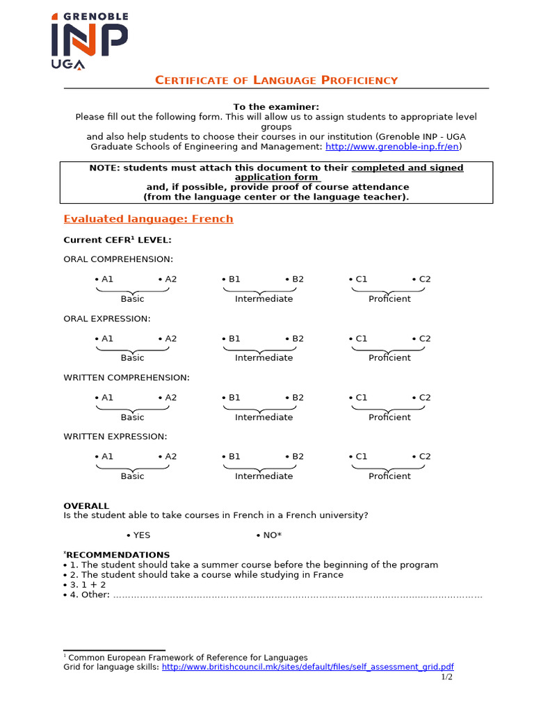 Language Certificate | PDF | Language Education | Student Assessment ...