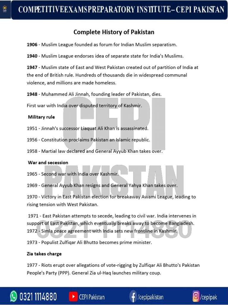 Complete History of Pakistan | PDF | Pervez Musharraf | Nawaz Sharif