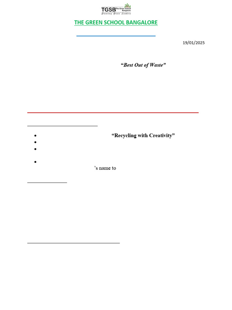 Best Out of Waste Competition 2025 | PDF