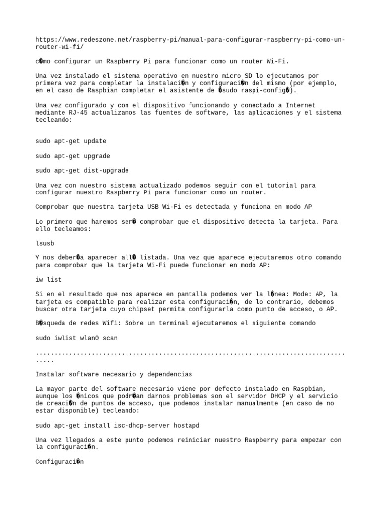 Configura Raspberry Pi como Router | PDF | Punto de acceso inalámbrico | Enrutador (Computación)