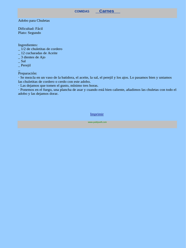 Adobo para Chuletas | PDF