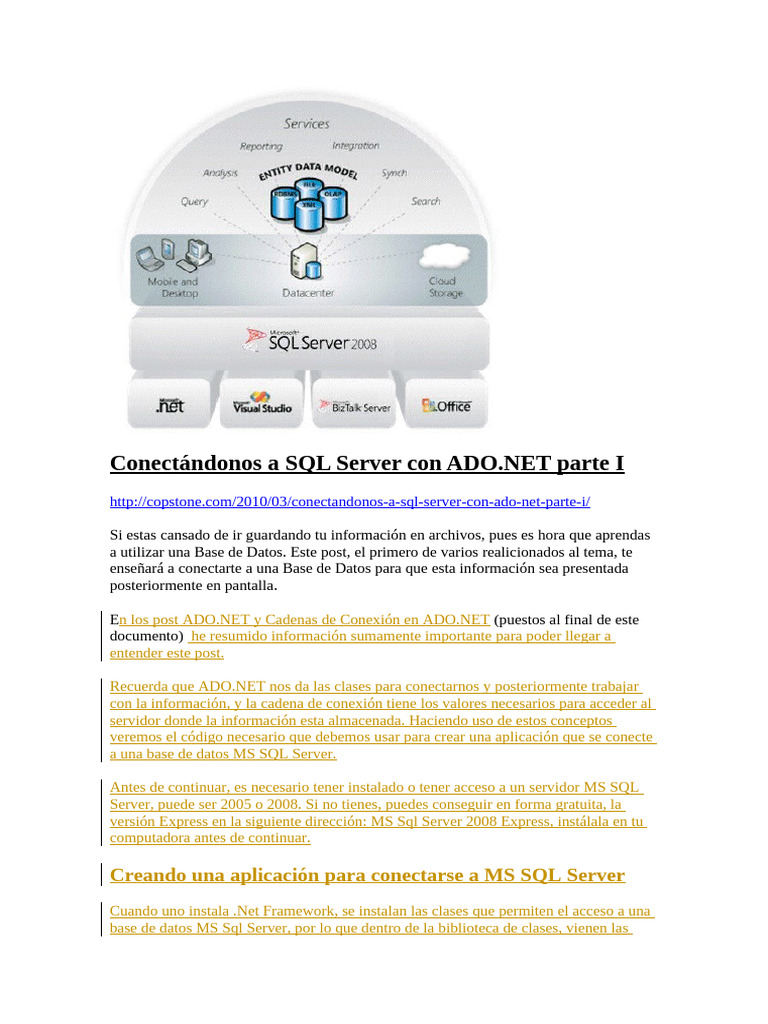 Conectándonos a SQL Server con ADO | PDF | Active X Data Objects | Servidor SQL de Microsoft