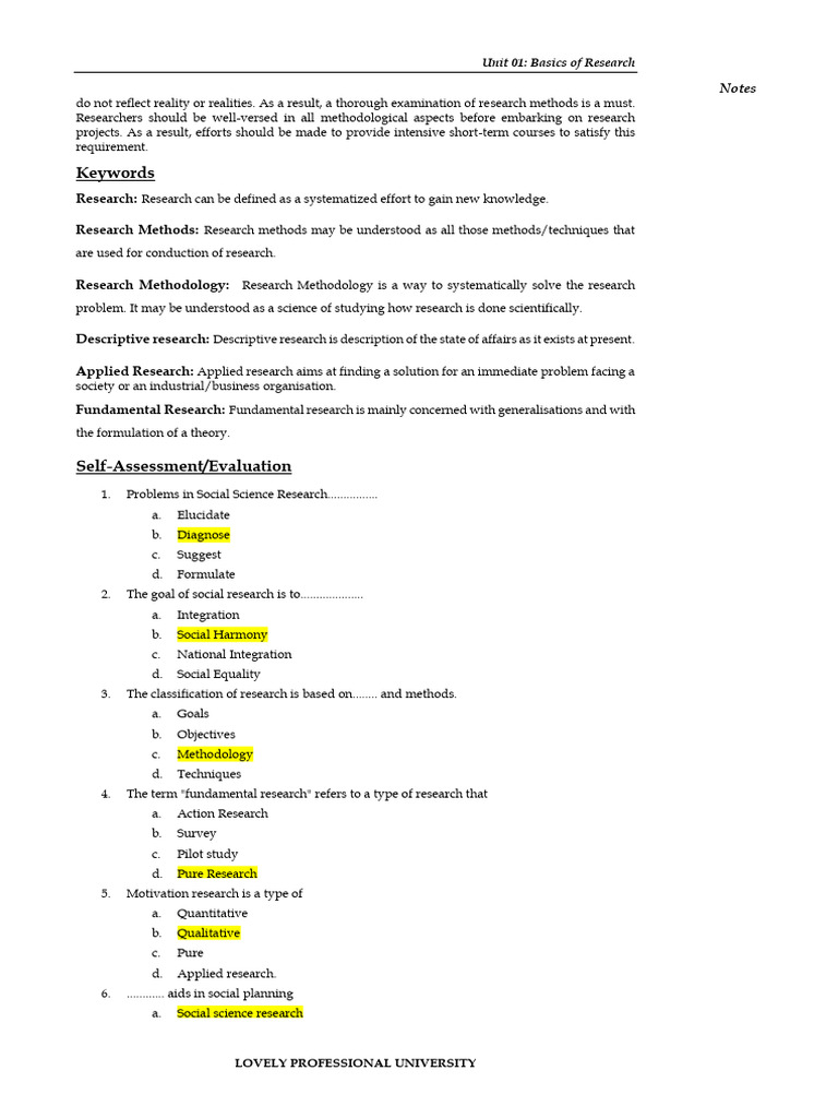FUNDAMENTALS OF RESEARCH MCQ | PDF | Methodology | Hypothesis