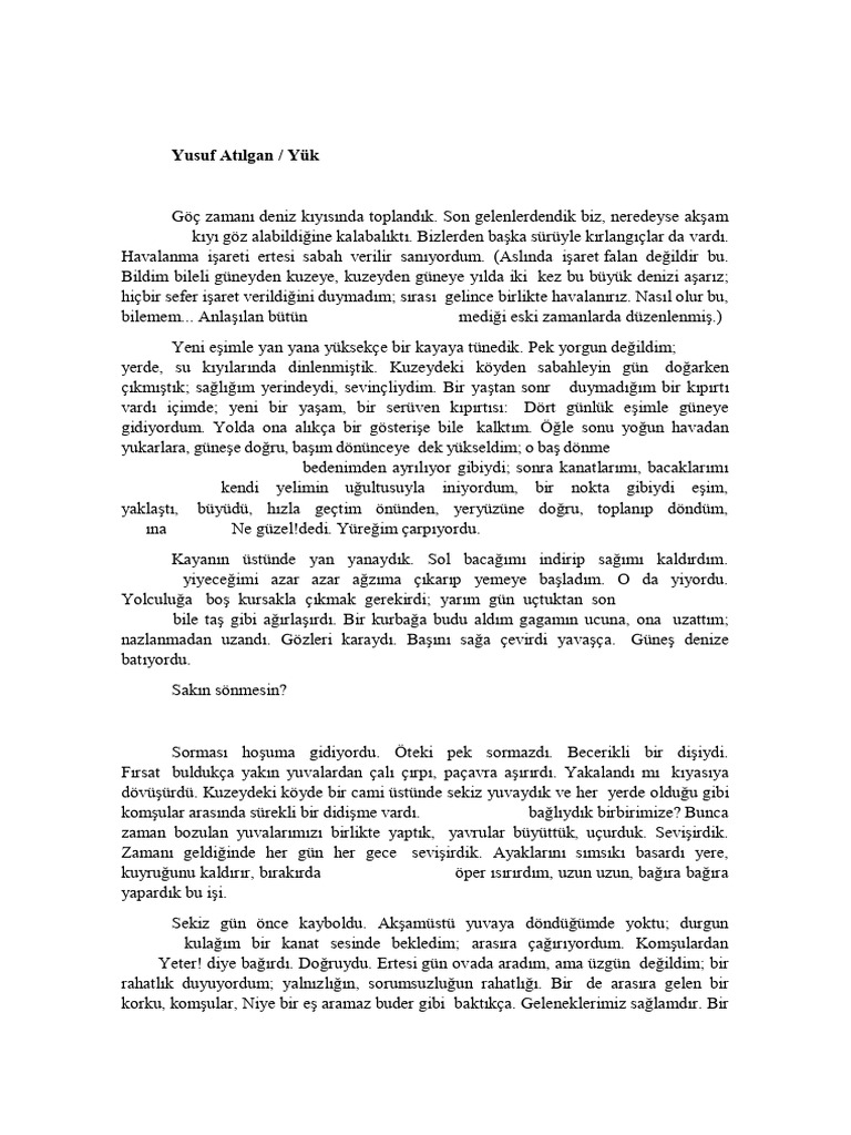 Yük - Yusuf Atılgan | PDF