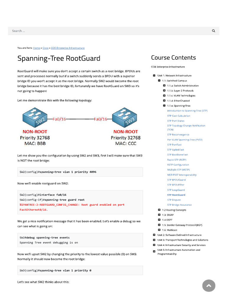 Spanning Tree RootGuard | PDF
