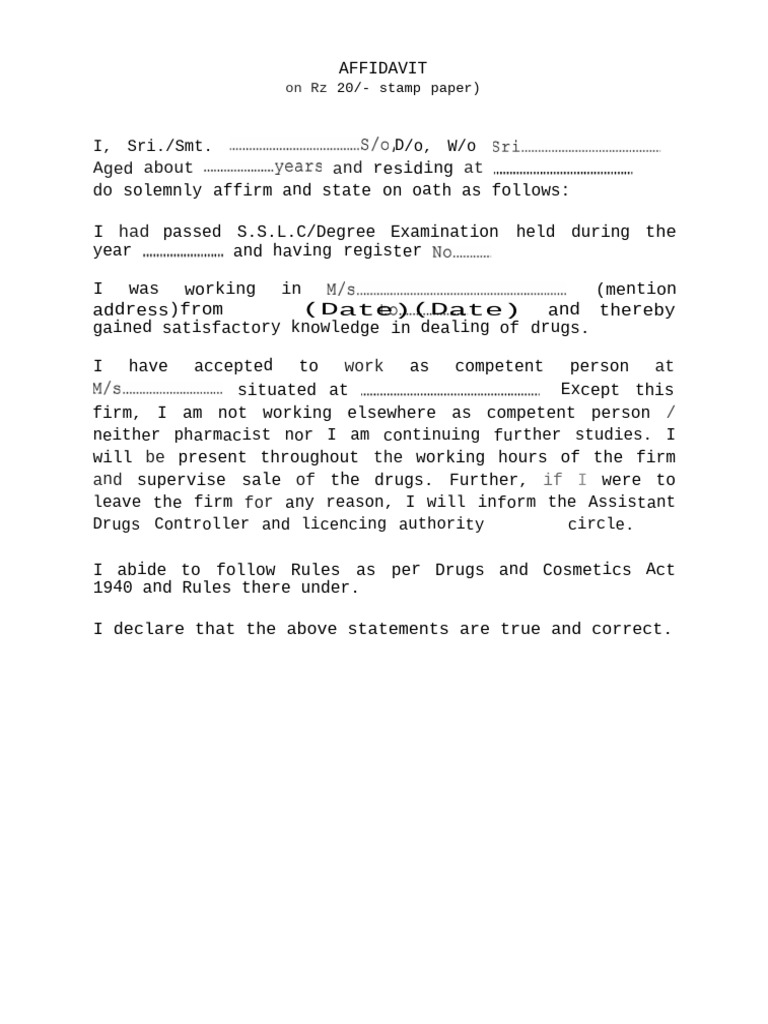 Marathi Affidavit for Drug Supervision | PDF