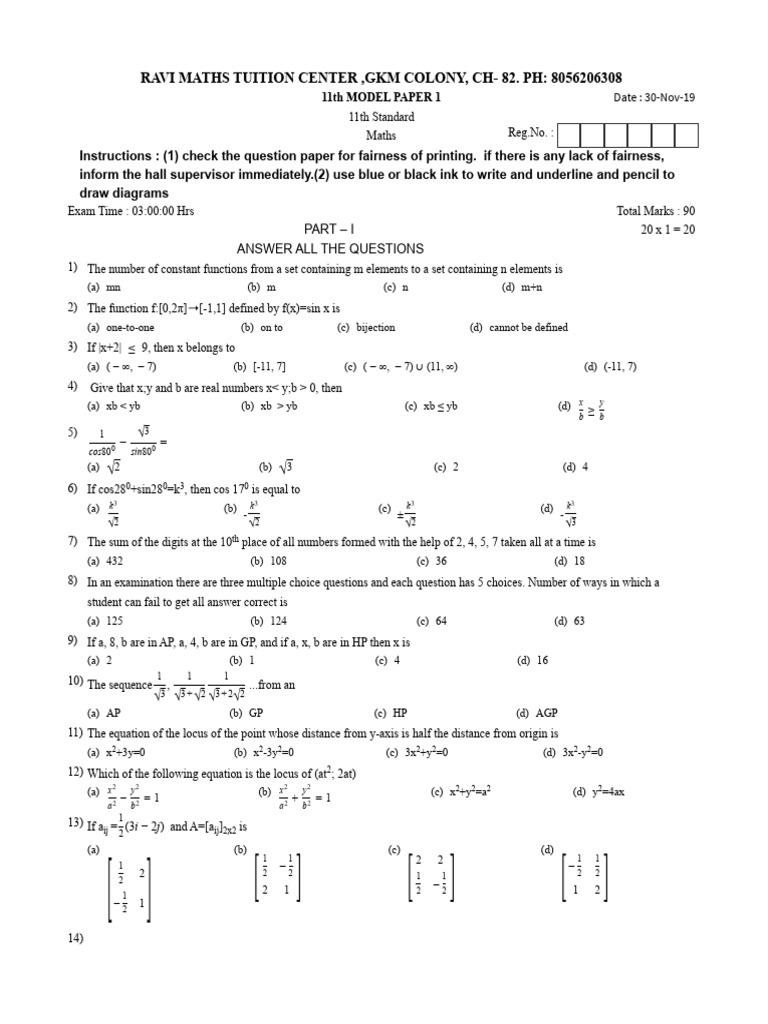 Namma Kalvi 11th Maths Full Portion Model Question Papers em 217029 ...