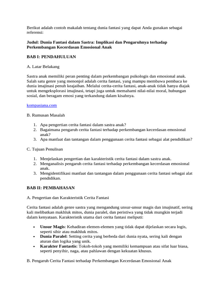 Berikut Adalah Contoh Makalah Tentang Dunia Fantasi Yang Dapat Anda ...