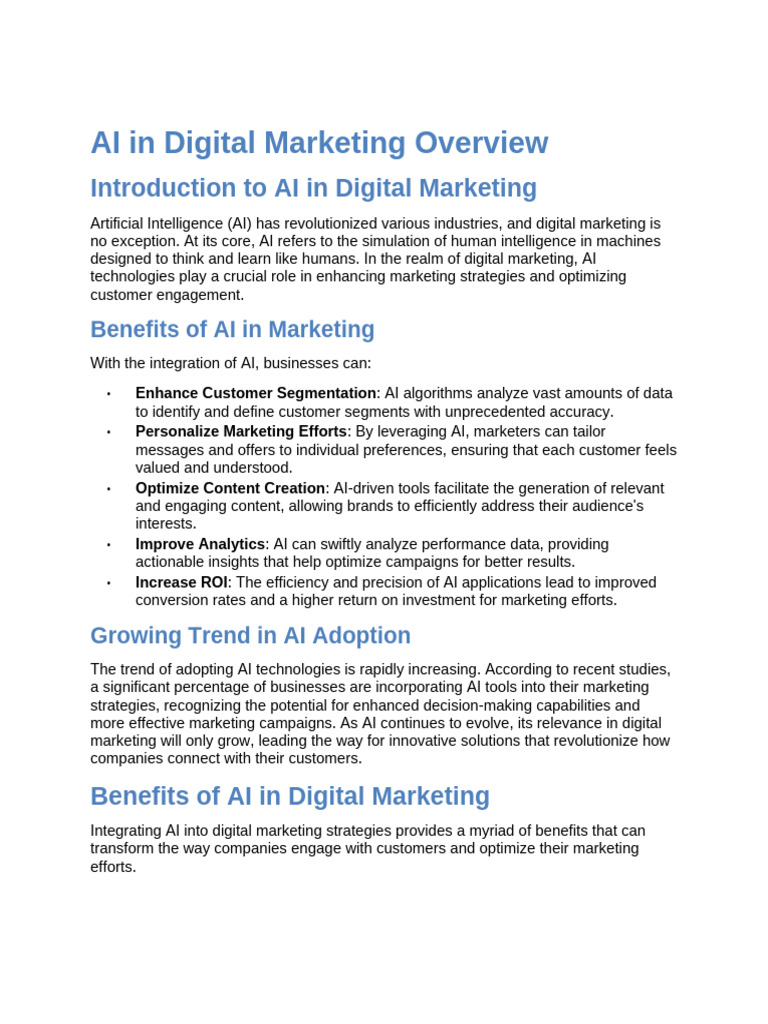 AI in Digital Marketing Overview Inaccordance | PDF | Artificial ...