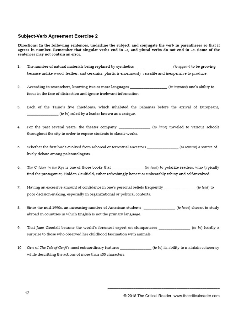 Subject verb agreement (1) | PDF | Delphi | Linguistics