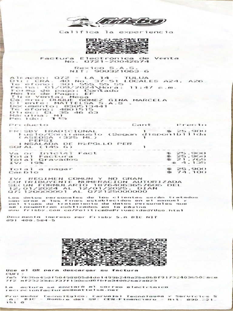 Factura Frisby | PDF