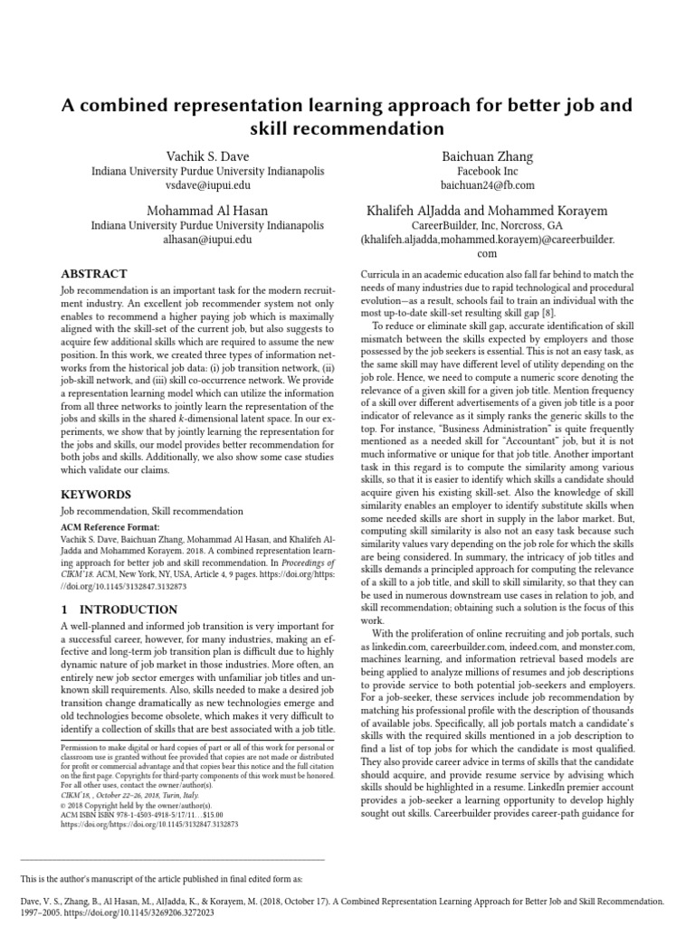 Job and Skill Recommendation | PDF | Matrix (Mathematics) | Euclidean ...