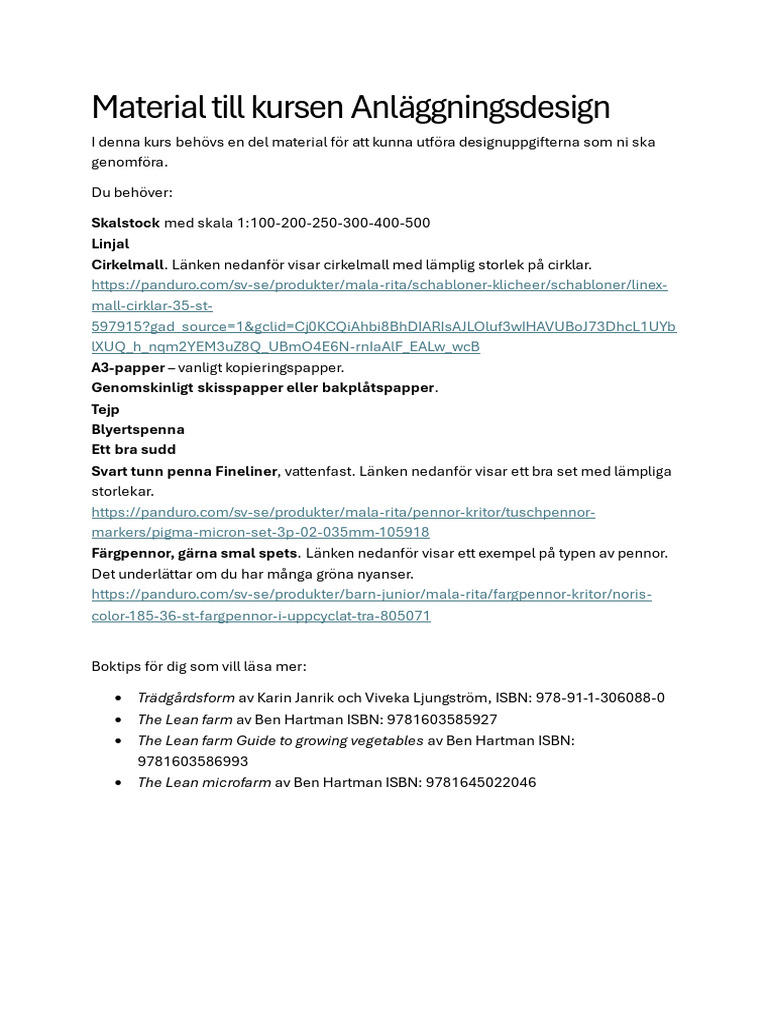 Material Till Kursen Anläggnings-Design | PDF