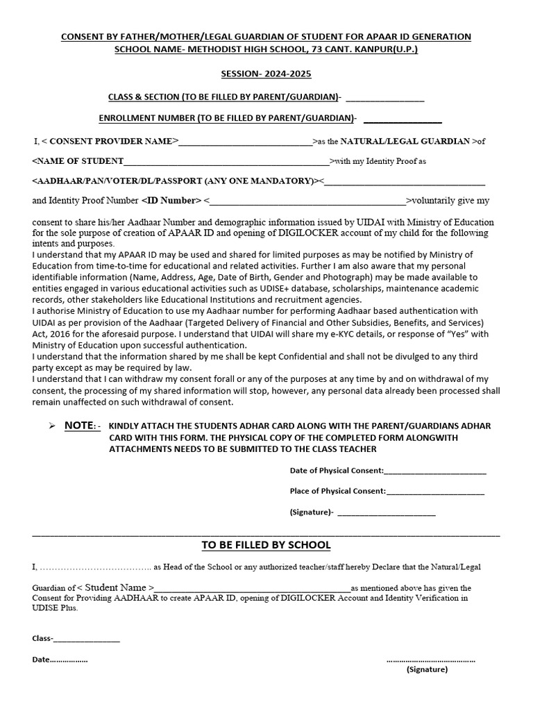 Mhs_apaar Consent Form-1 | PDF | Access Control | Privacy