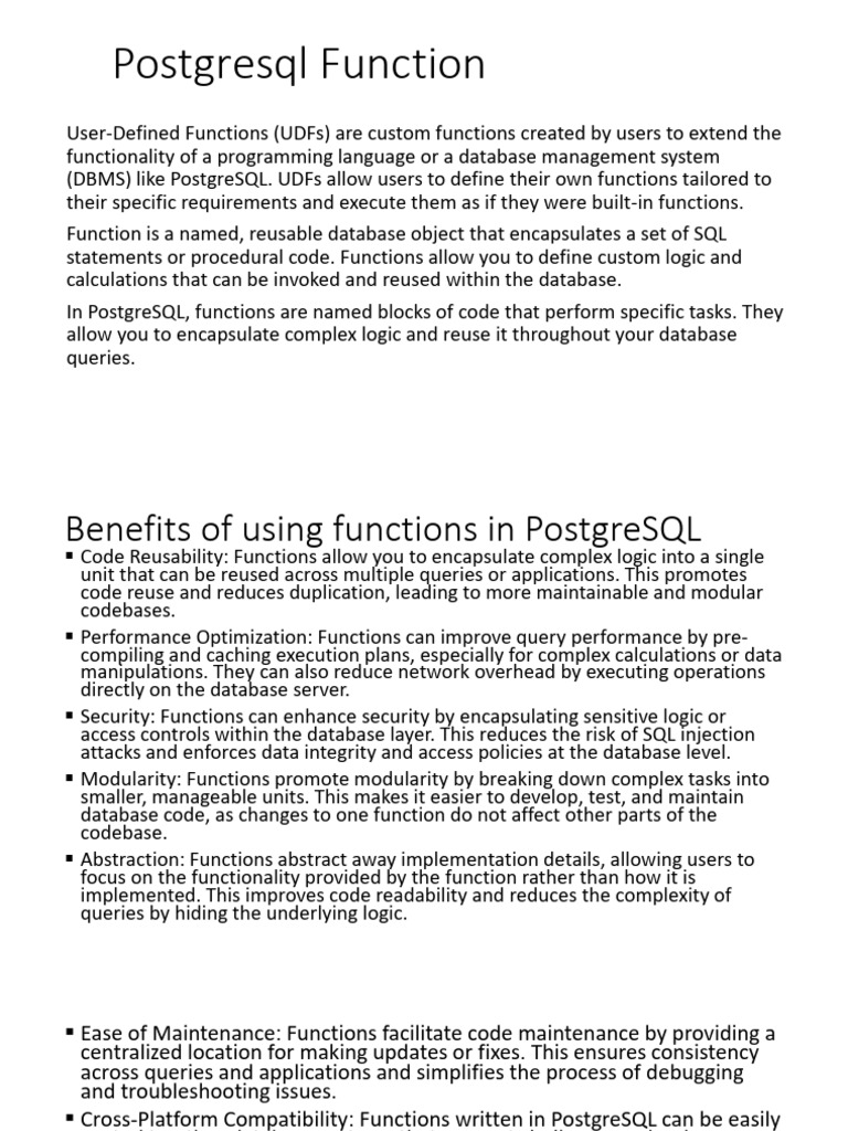6 PostgreSQL-Functions and Procedures | PDF | Parameter (Computer ... 6 PostgreSQL-Functions and Procedures | PDF | Parameter (Computer ...