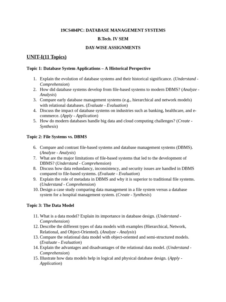 DBMS Question Bank | PDF | Relational Database | Databases