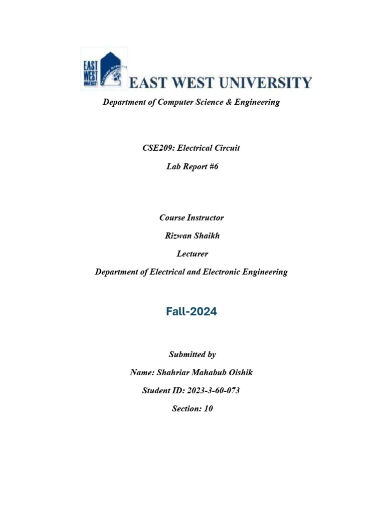 CSE209 Experiment 6 Lab Report | PDF