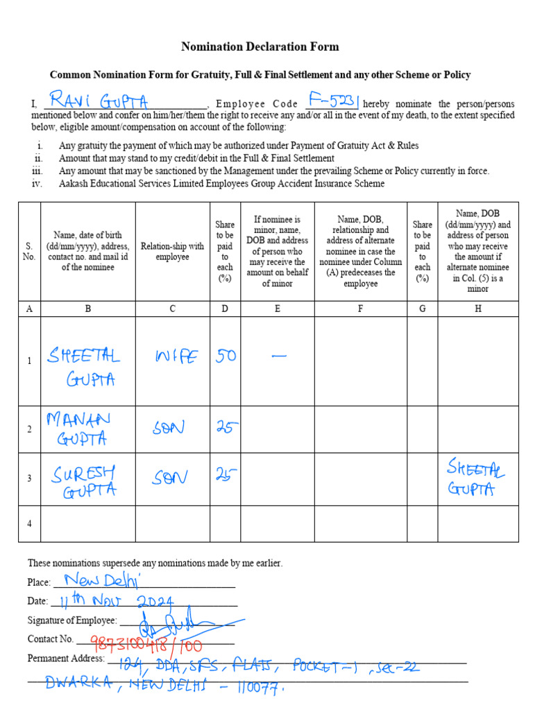 Nomination Form | PDF | Financial Services | Payments