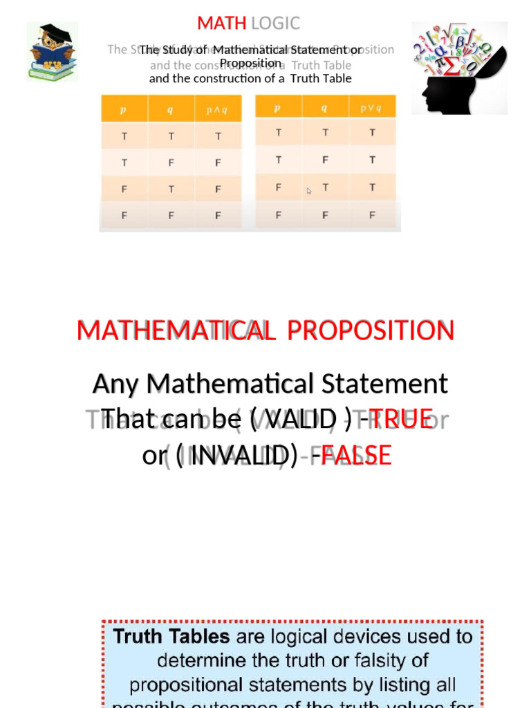 Math Logic and Truth Table2022-2023 | PDF | If And Only If | Logic