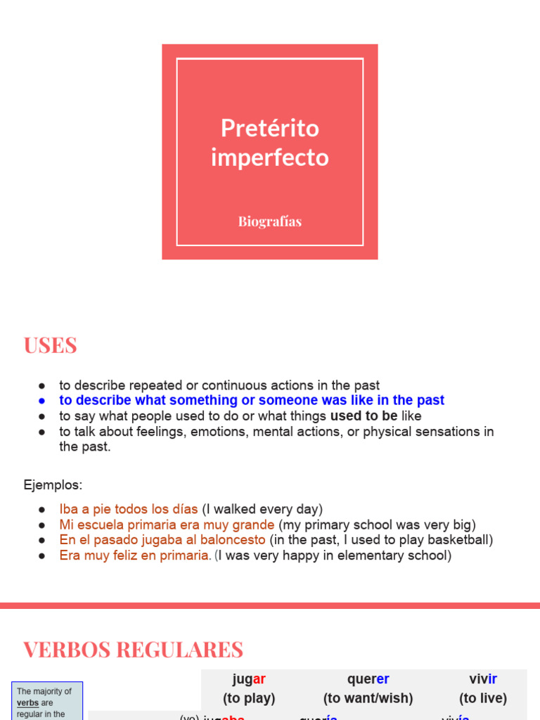 Usos del Pretérito Imperfecto | PDF