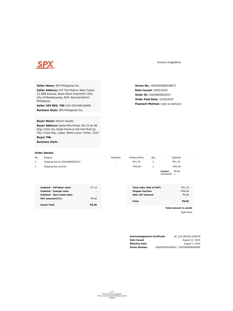 SPX Billingstatement | PDF