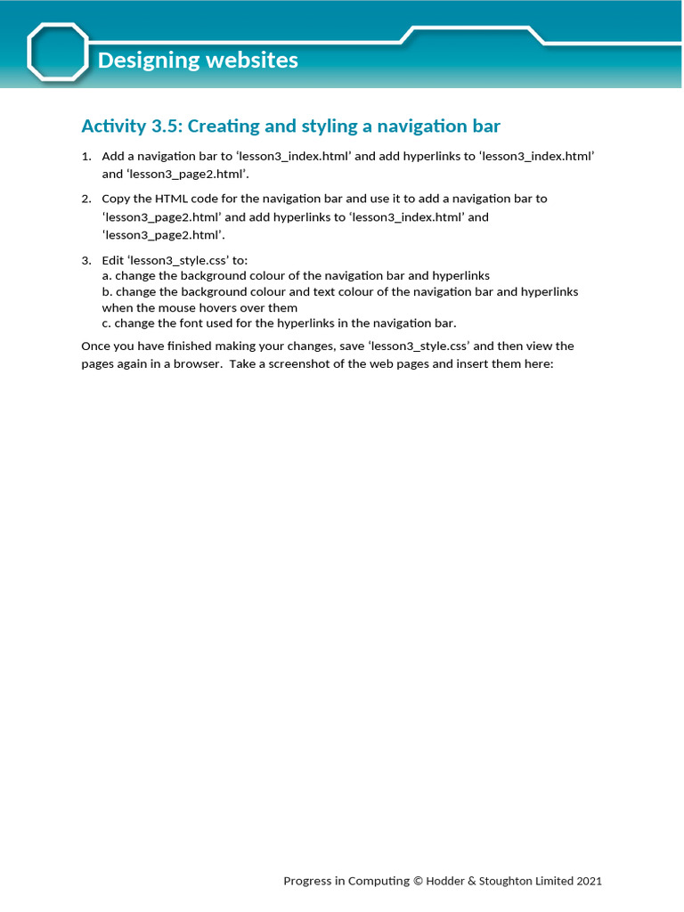 Worksheet 3.5 - Designing Websites | PDF