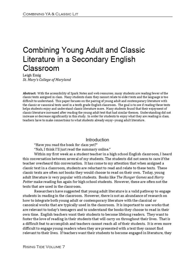 11 - Young Adult and Classic Literature | PDF | Reading Comprehension