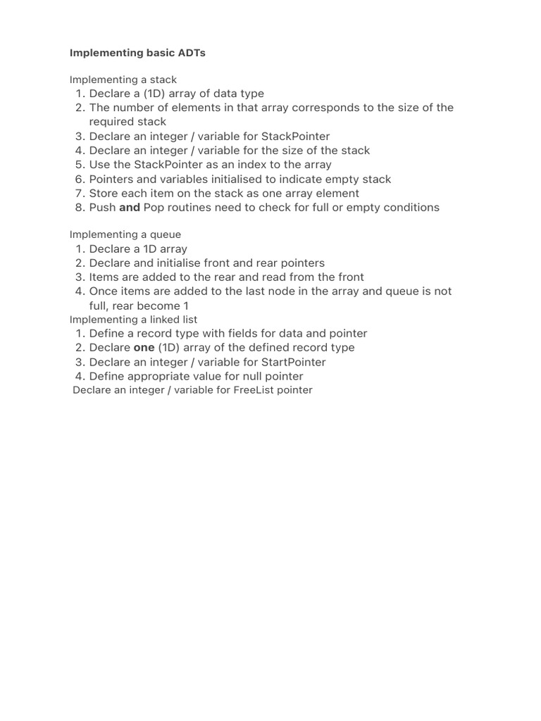 Implementing Basic ADTs | PDF
