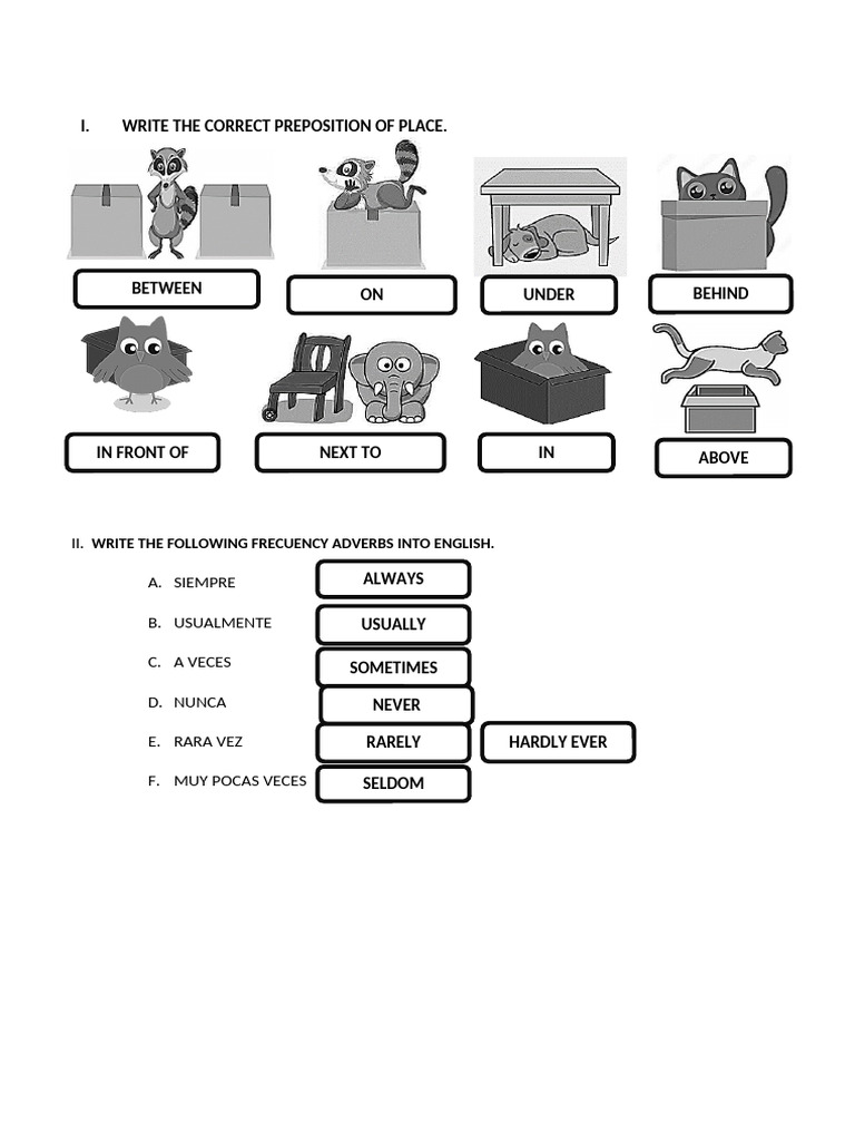 Prepositions of Place | PDF