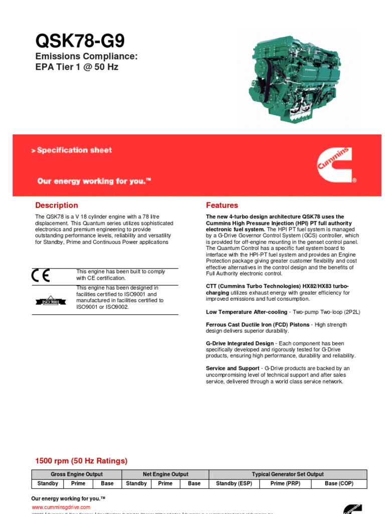 QSK78 G9 | PDF | Turbocharger | Engines
