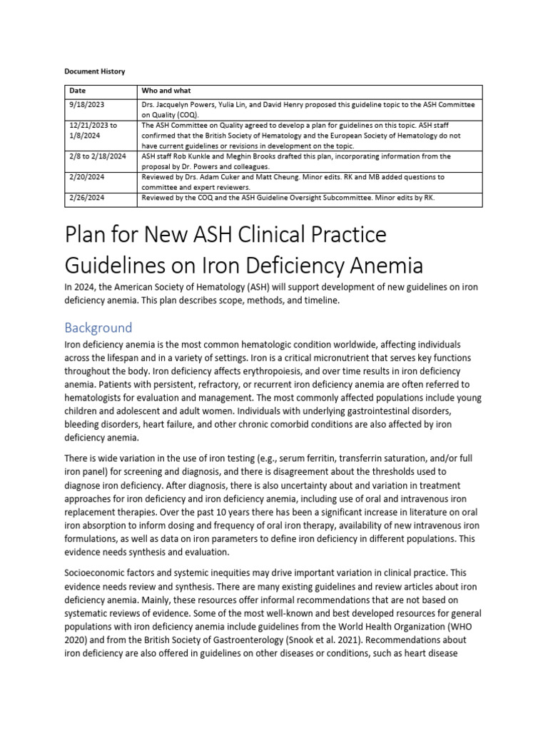 Plan For Iron Deficiency Anemia Gls | PDF | Anemia | Systematic Review