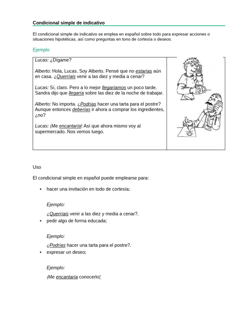 Uso y conjugación del condicional simple | PDF | Verbo | Tipología ...