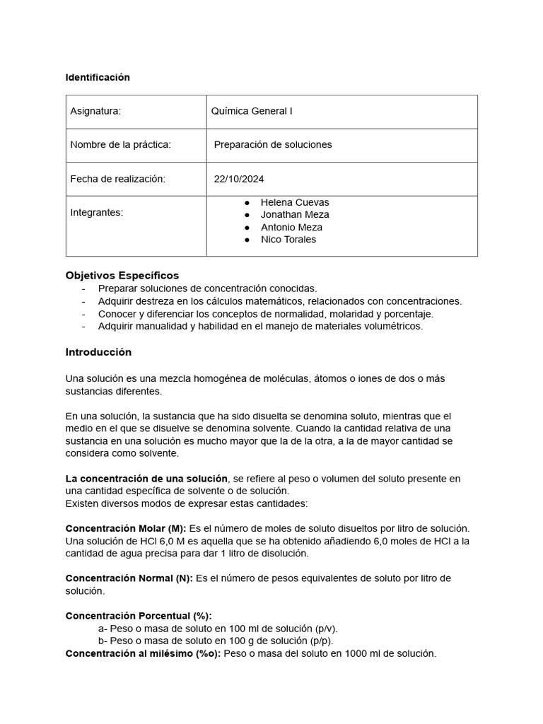 Practica Nro 7 - Documentos de Google | PDF | Concentración | Química