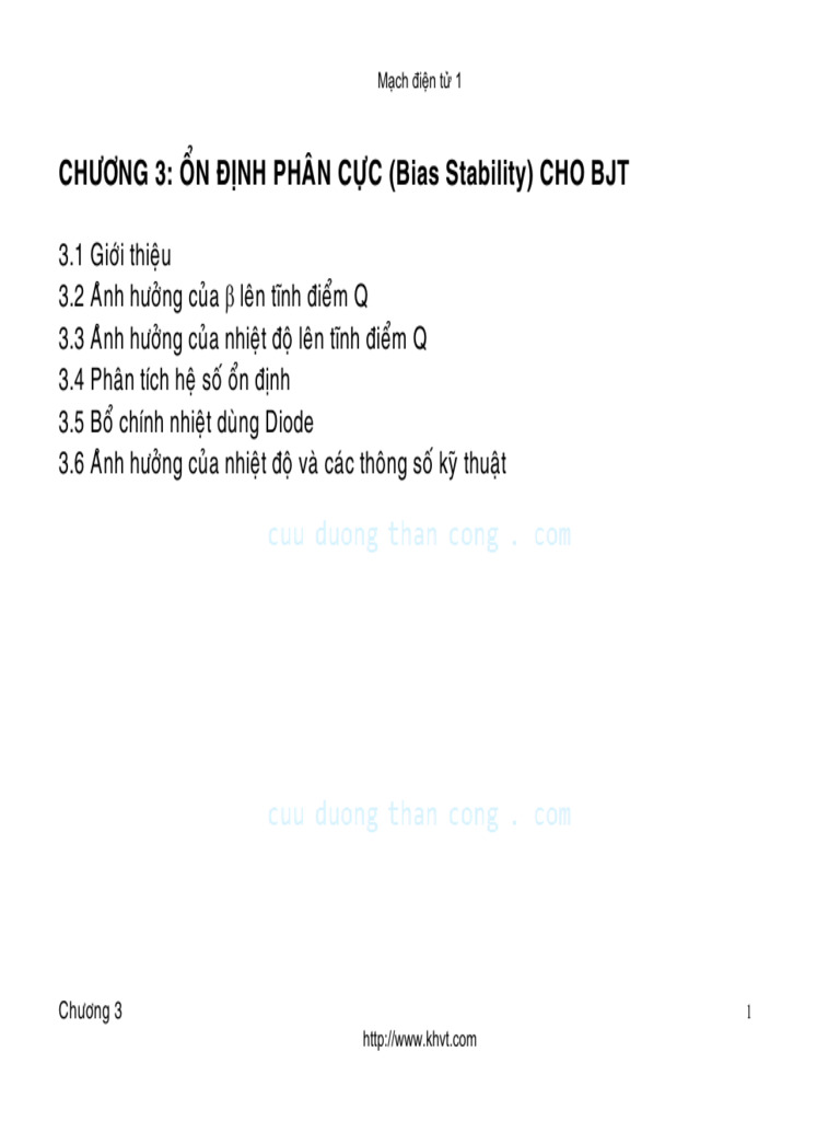 Mach Dien Tu Pham Hong Lien, Le Tien Thuong Chuong 3 on Dinh Phan Cuc (Bias Stability) Cho Bjt ...