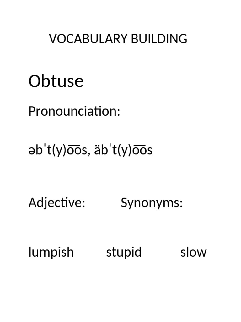 Vocabulary Building | PDF