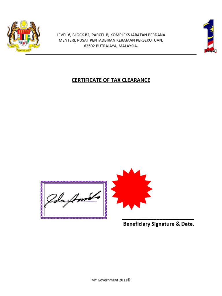 Tax Clearance Certificate | PDF