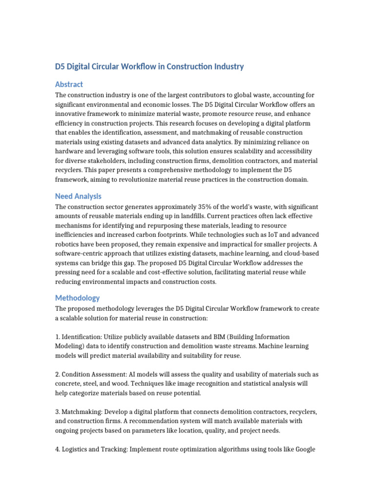 D5 Construction Workflow | PDF | Reuse | Waste