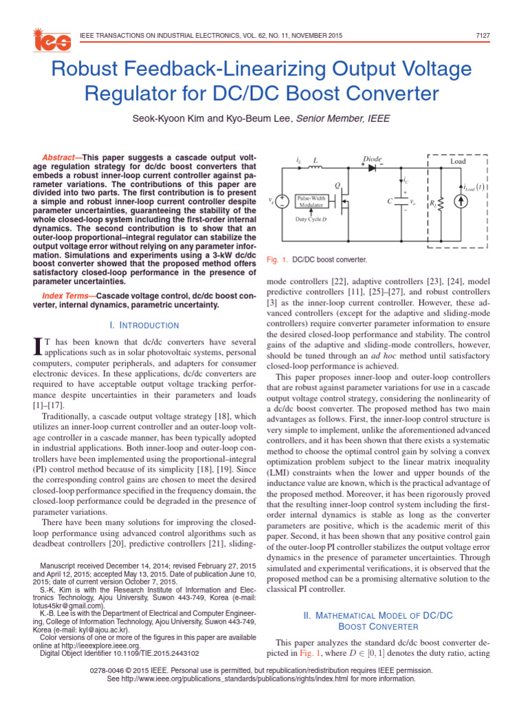 Robust Voltage Regulation for DC/DC Boost | PDF | Control Theory ...