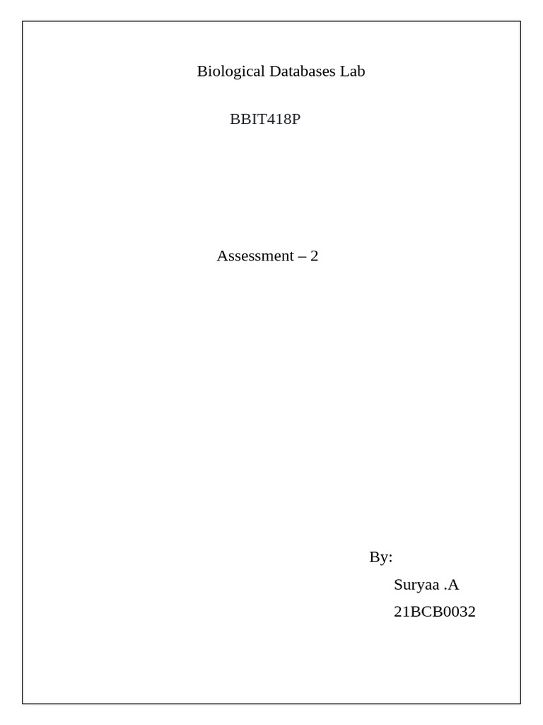 Biological Databases Lab 2 | PDF | Cell Biology | Structural Biology