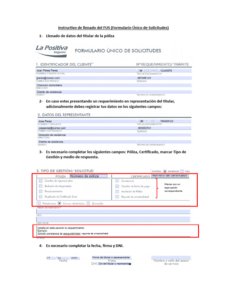 Instructivo de llenado del FUS | PDF