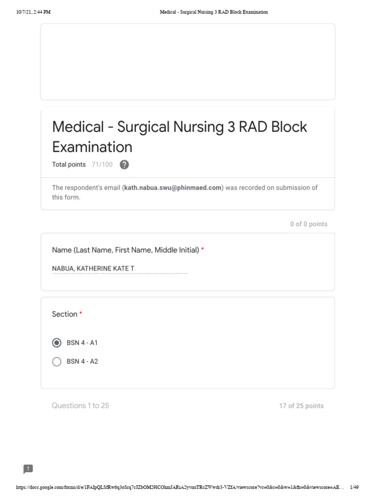 Medical Surgical Nursing 3 RAD Block Examination | PDF | Hyperglycemia ...
