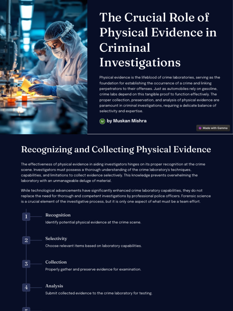 Importance of Physical Evidence in Crime | PDF | Crime Scene | Digital ...