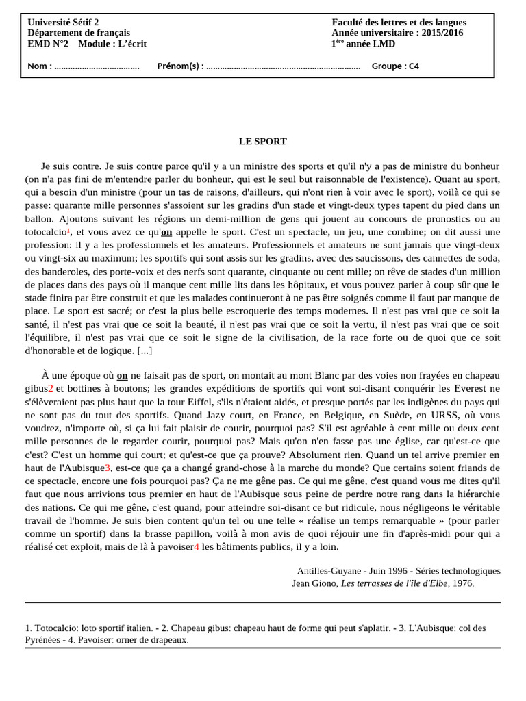 contrôle écrit S2 | PDF