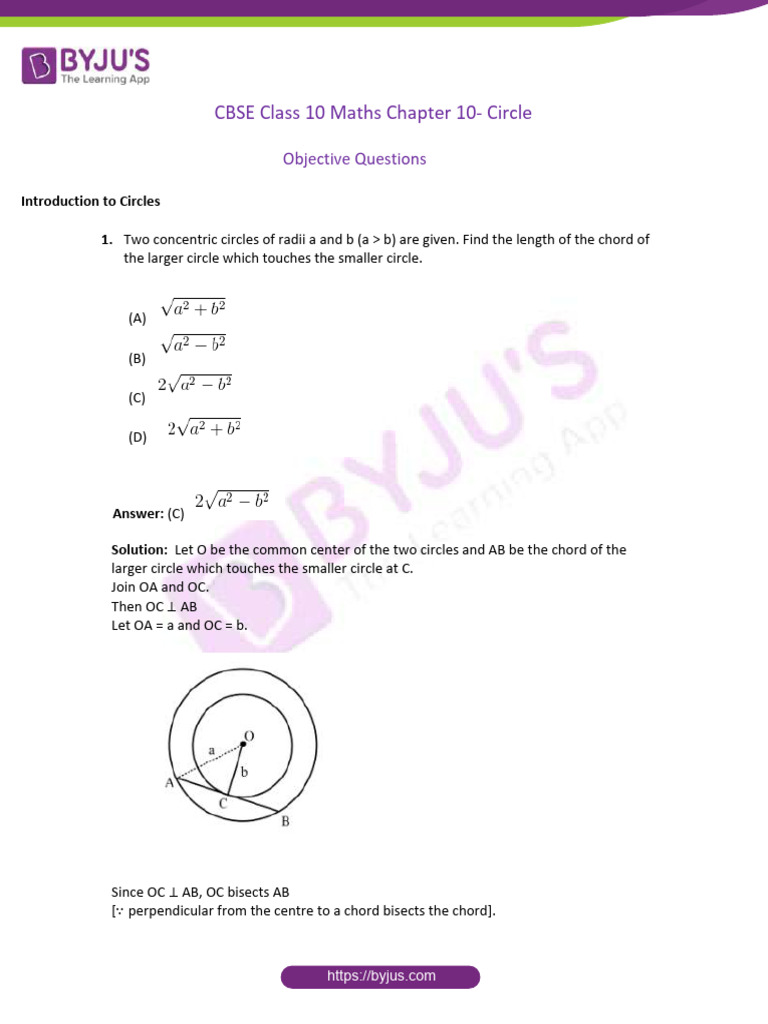 CBSE Class 10 Maths: Circle Questions | PDF | Circle | Perpendicular