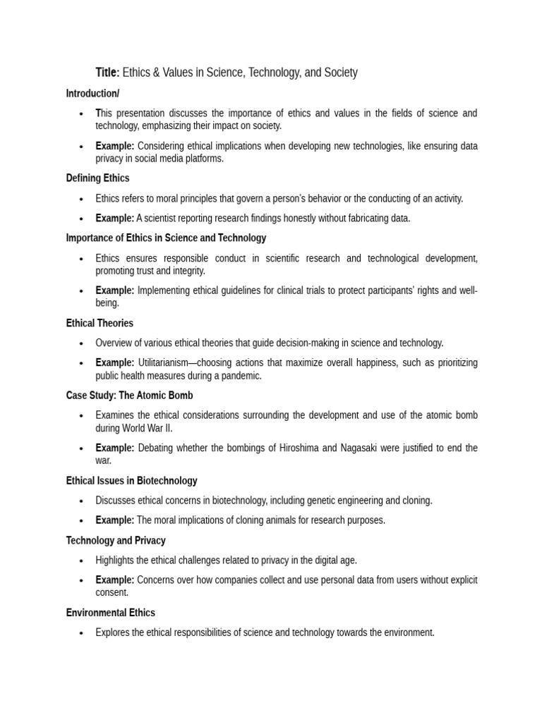 2 Lesson 4 Ethics Values in Science Technology and Society | PDF