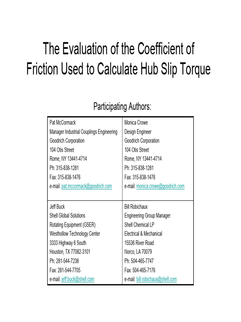 Case Study 05 The Evaluation of The Coefficient of Friction Used To ...