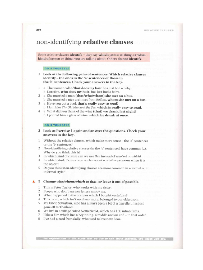 HEW TEST non-identifying relative clauses 276 | PDF